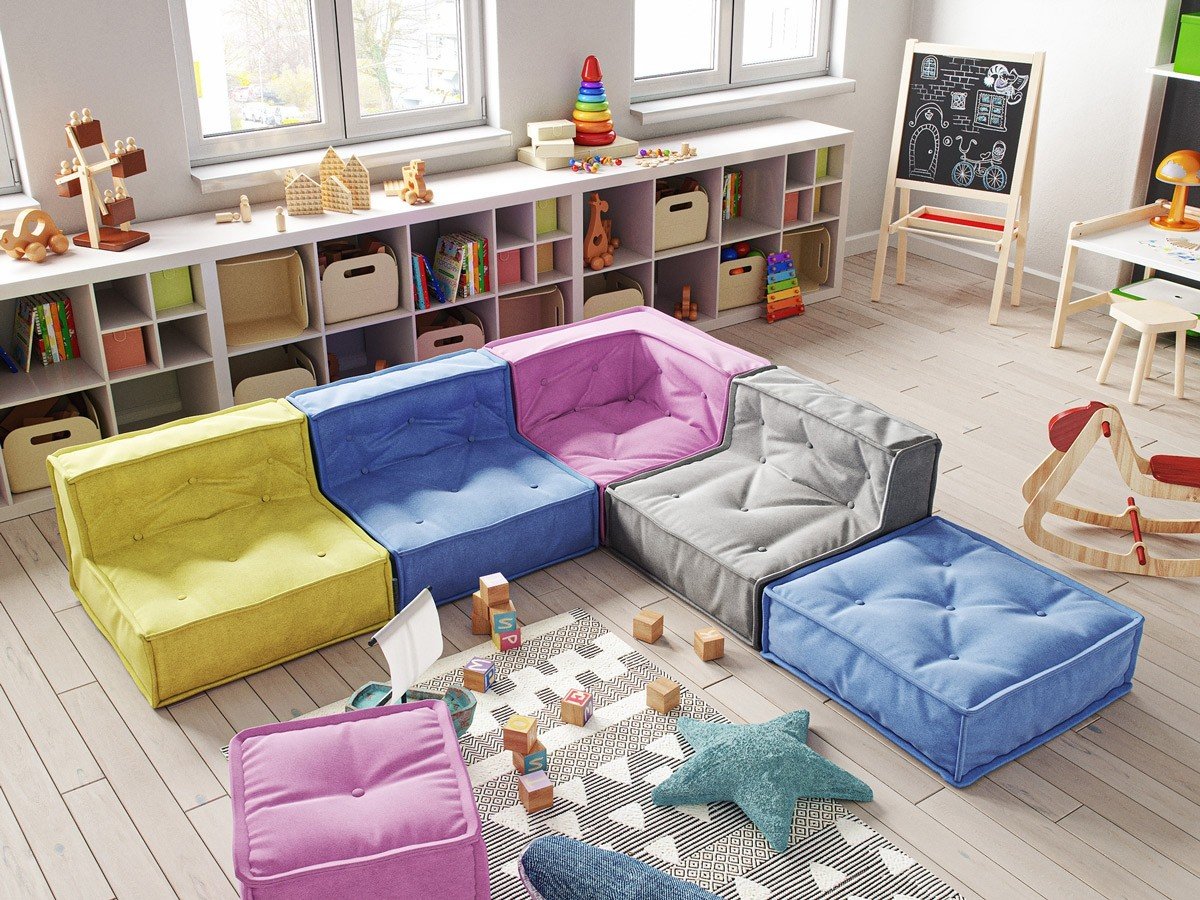 Nature Kid: MyColorCube Kindersofa-Modul mit Lehne in hellgrau ...