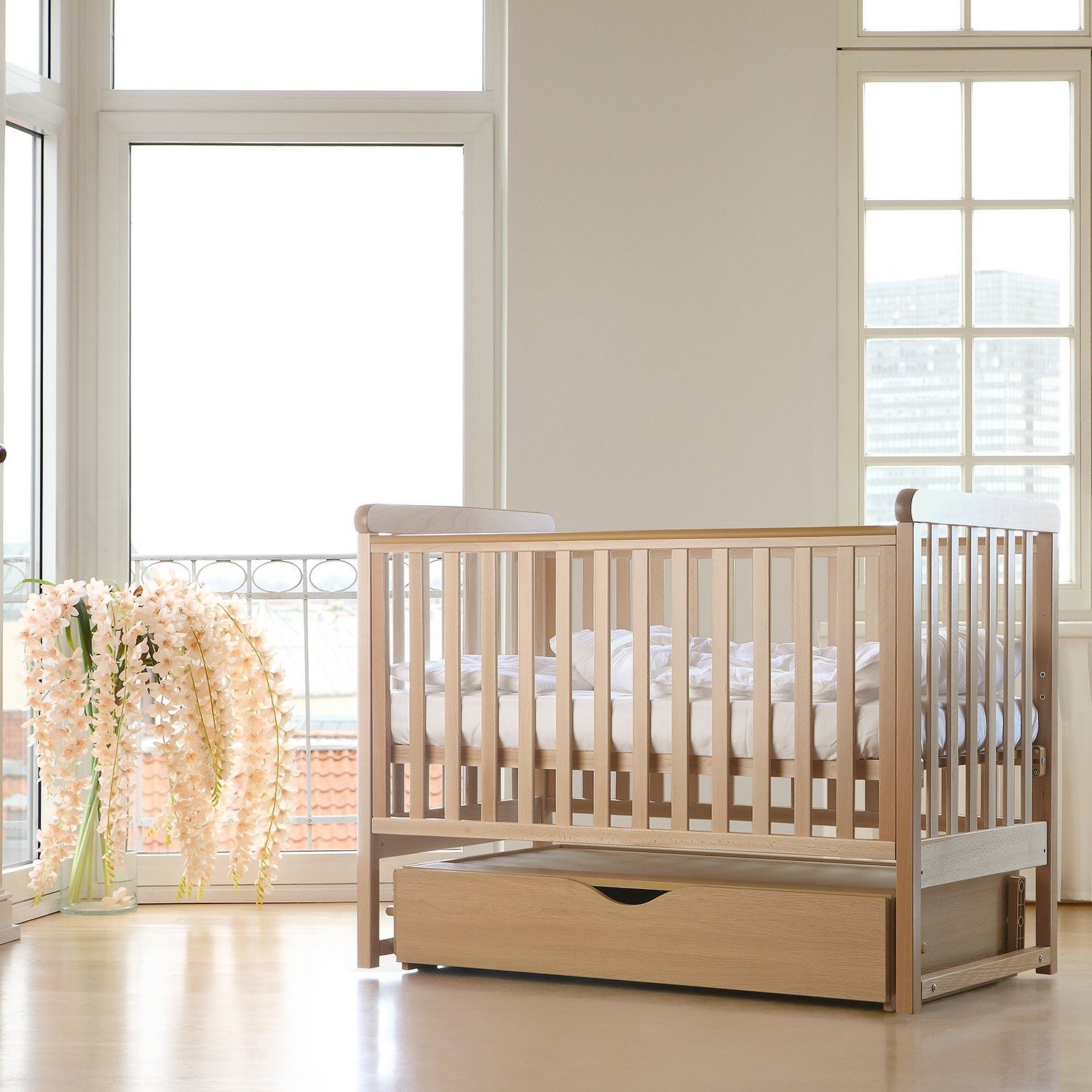 Babybett YappyMove Natur, 120 x 60 cm mit Schaukelfunktion - Wallenfels ...